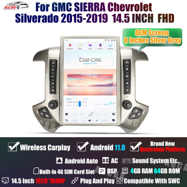 Aucar's Best Tesla Android 11 Aucar For GMC SIERRA Chevrolet Silverado ...