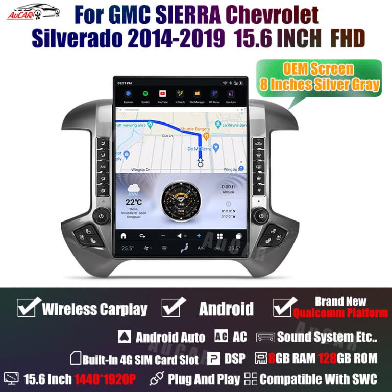 AuCar Tesla Android 15.6″ Car Radio For Chevrolet Silverado GMC Sierra ...