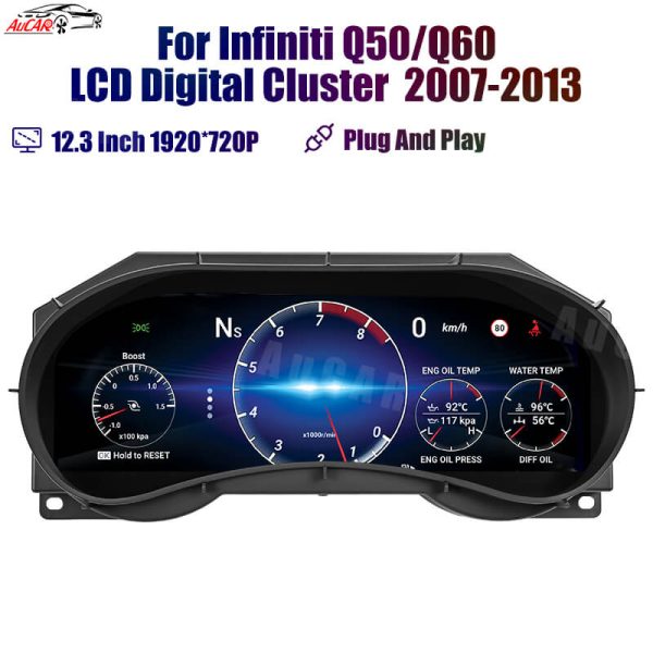 AuCAR Linux Instrument Cluster for Infiniti Q50 Q60 2014-2023 LCD ...